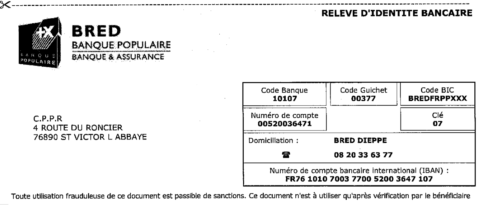 IBAN du CPPR – CPPR